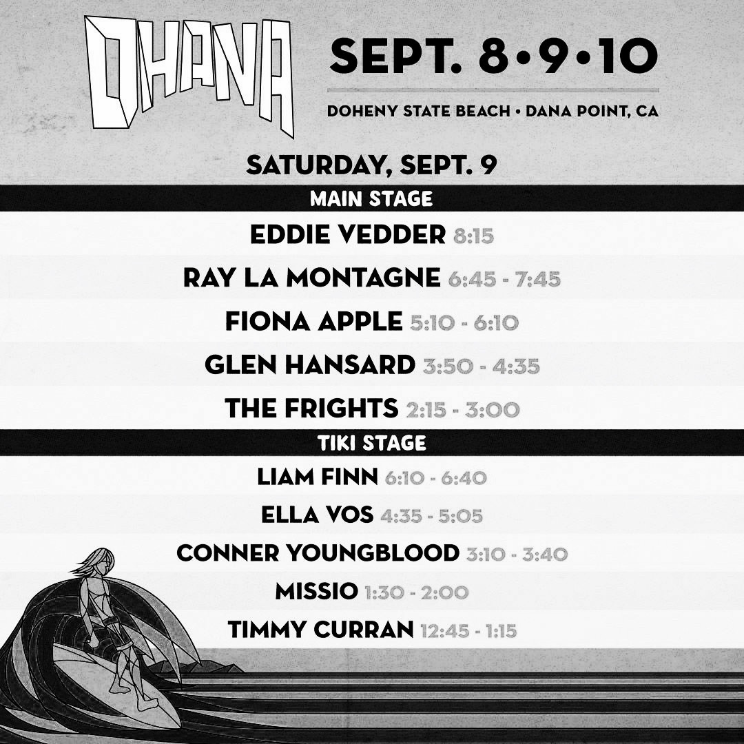 Dana Point Ohana Fest Guide Saturday September 9 2017: Eddie Vedder ...